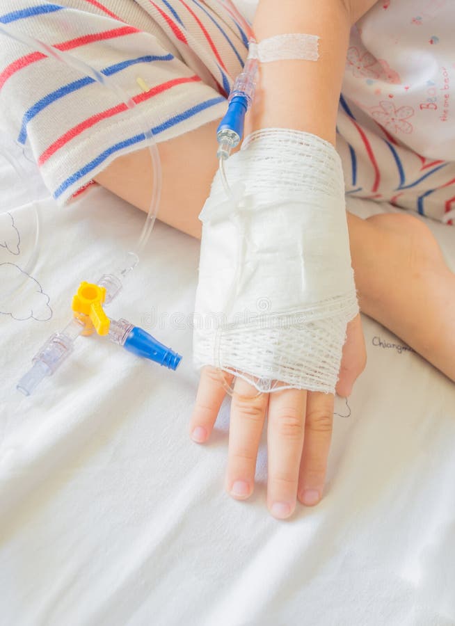 IV Solution in a Child S Patients Hand Stock Photo - Image of girl ...