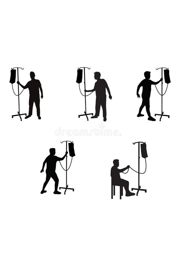 Iv stand silhouettes stock illustration. Illustration of treatment ...
