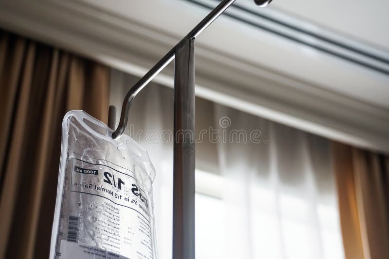 IV Tube and Bag Saline Solution, Hospital Stock Photo - Image of ...