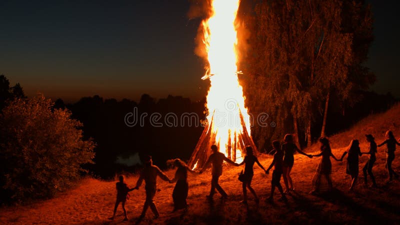 Ivan Kupala Night Dance Around the Campfire Stock Video - Video of ...