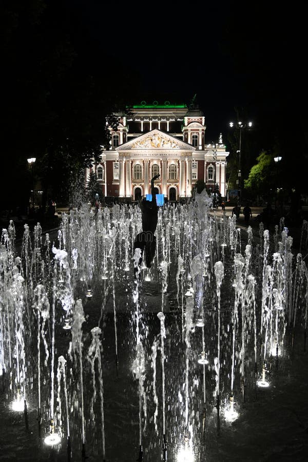 The Ivan Vazov National Theatre in Sofia at Night Stock Image - Image ...