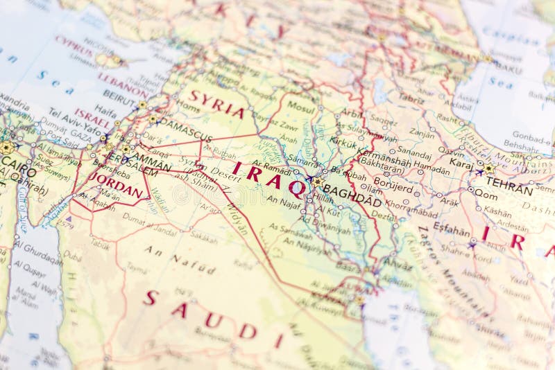 Ivanovsk, Russia - November 24, 2018: Iraq on the Map of the World ...