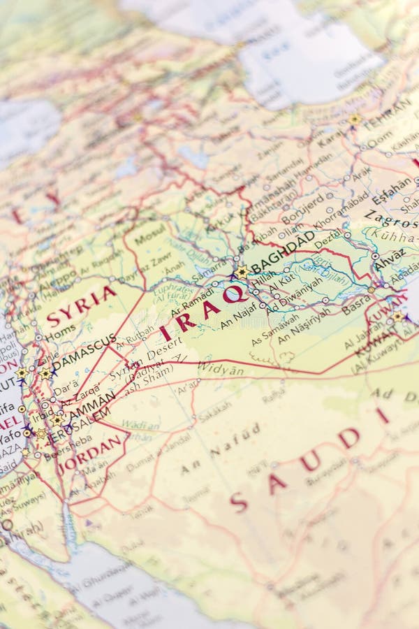 Ivanovsk, Russia - November 24, 2018: Iraq on the Map of the World ...