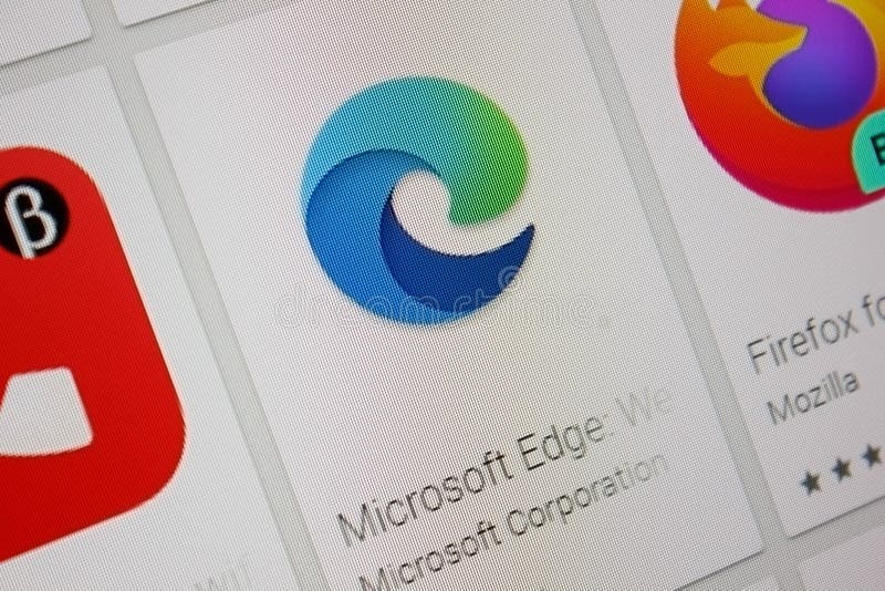 Ivanovsk, Russia - November 28, 2021: Microsoft Edge App on the Display ...