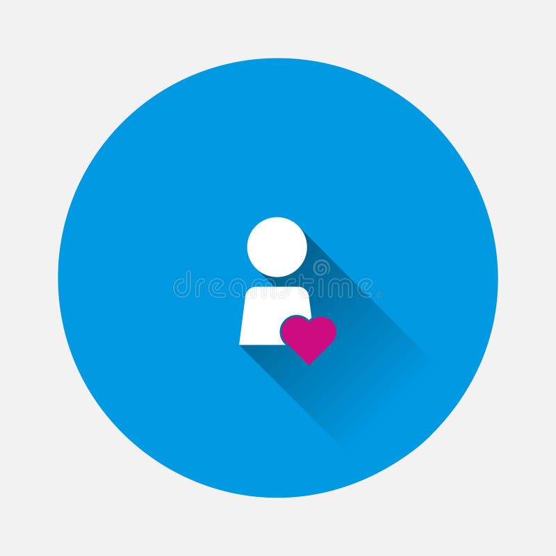 IVector User and Heart Con on Blue Background. Flat Image with Long ...