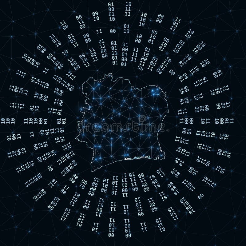 Ivory Coast digital map. stock vector. Illustration of concept - 184694937