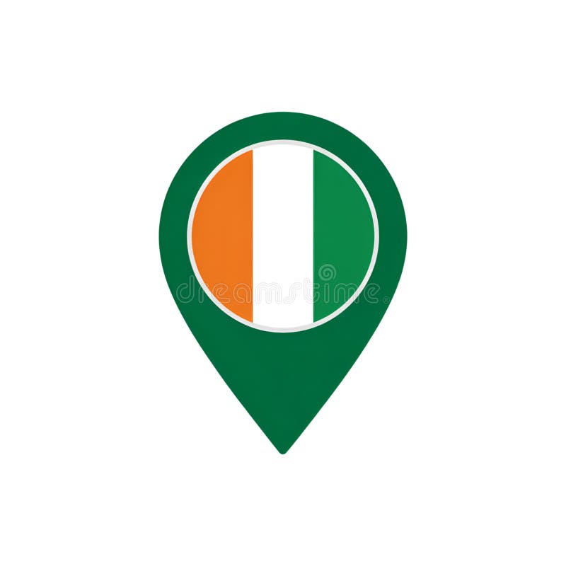 Ivory Coast Flag Location Pin Green Orange White Map Pointer Icon ...