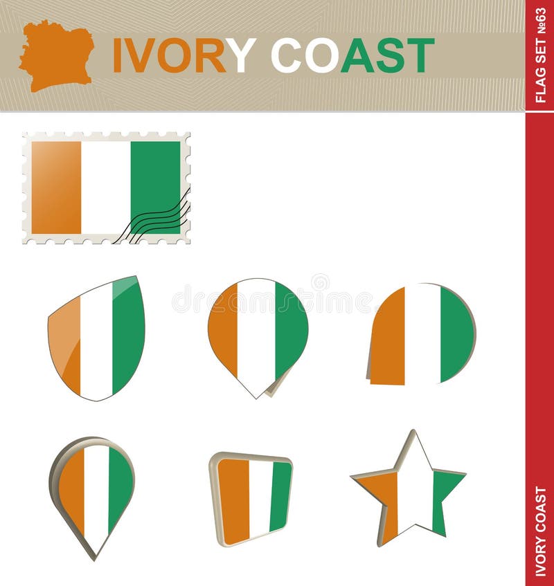Ivory Coast Flag Set, Flag Set #63 Stock Vector - Illustration of ...