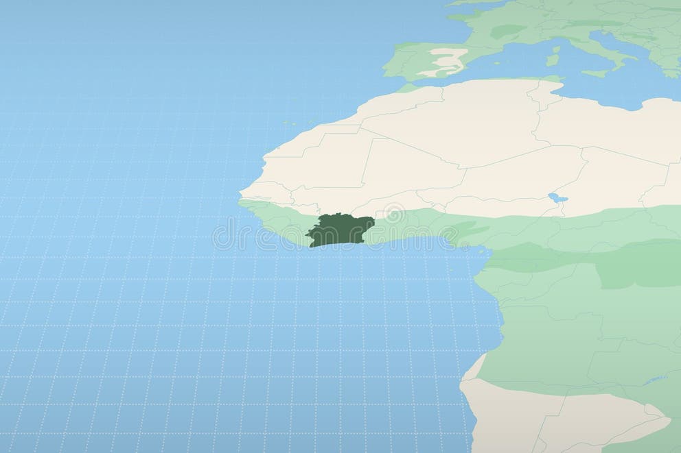 Ivory Coast Highlighted on a Detailed Map, Geographic Location of Ivory ...