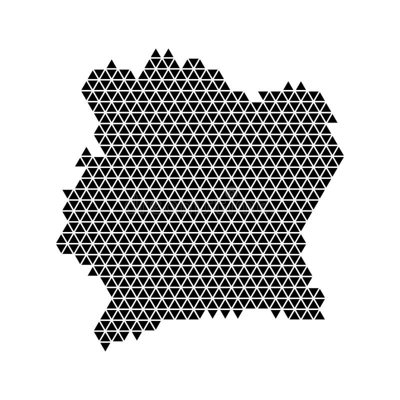 Ivory Coast Map Abstract Schematic from Black Triangles Repeating ...