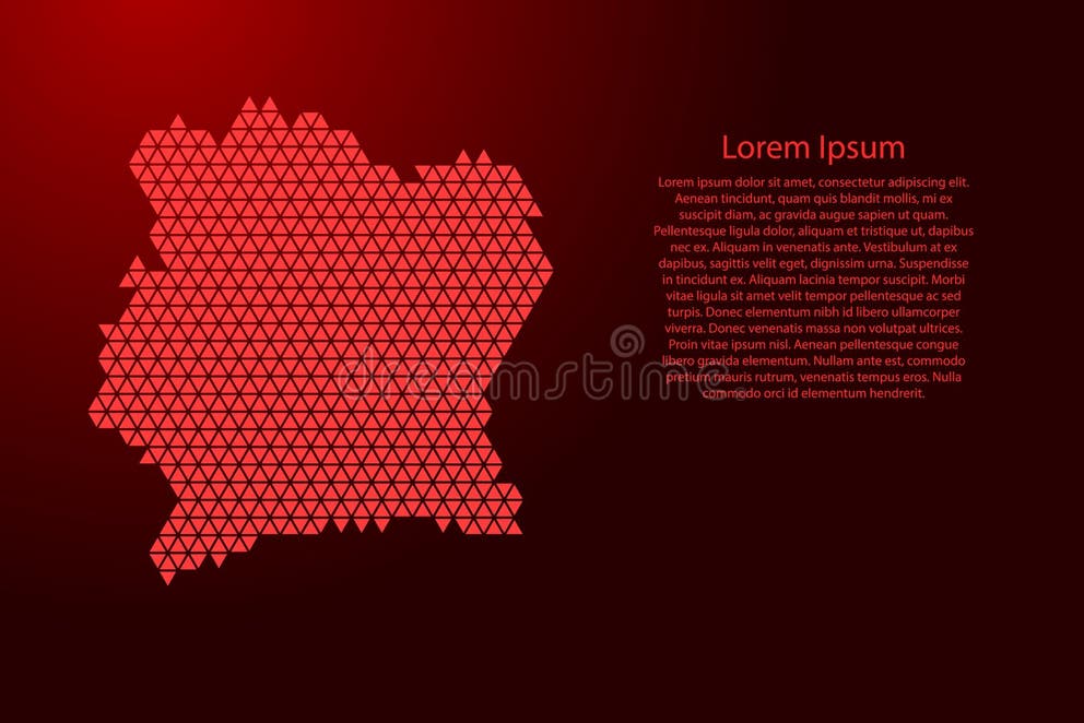 Ivory Coast Map Abstract Schematic from Red Triangles Repeating Pattern ...