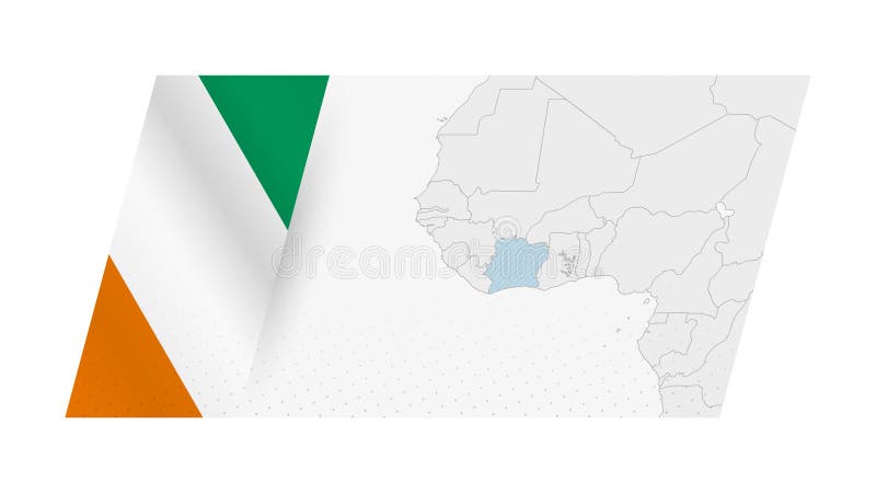 Ivory Coast Map in Modern Style with Flag of Ivory Coast on Left Side ...