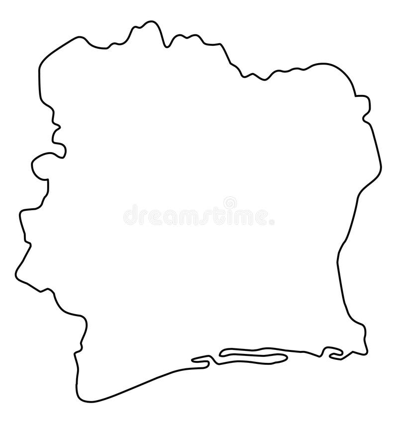 Ivory Coast Map, Vector Pen Drawing On Black Background Stock Vector ...