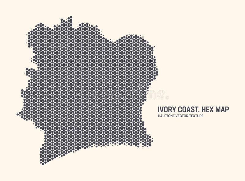 Ivory Coast Map Vector Hexagonal Half Tone Pattern Isolated on Light ...