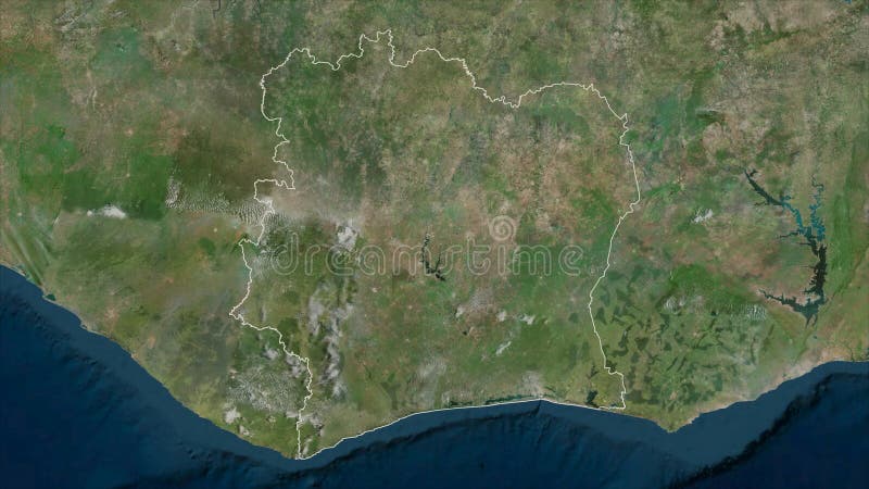 Ivory Coast Outlined. High-res Satellite Stock Illustration ...