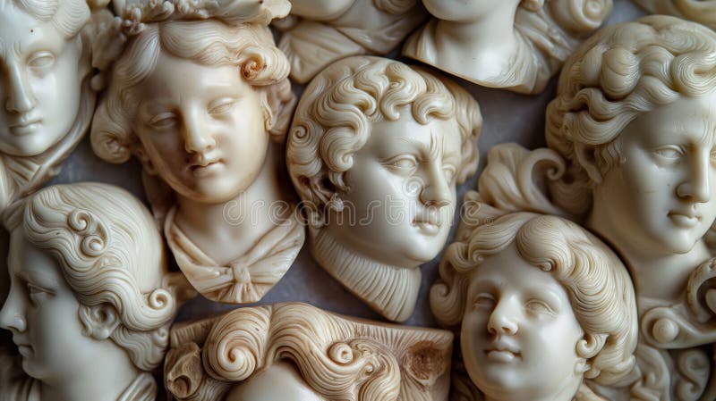 Ivory-colored Relief Showcasing an Intricate Carving of Multiple ...