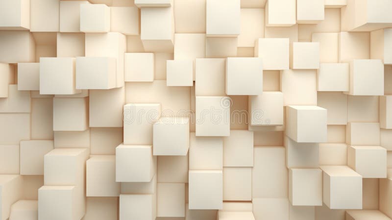 Ivory Cubes Wall Background, Abstract Illustration Stock Illustration ...