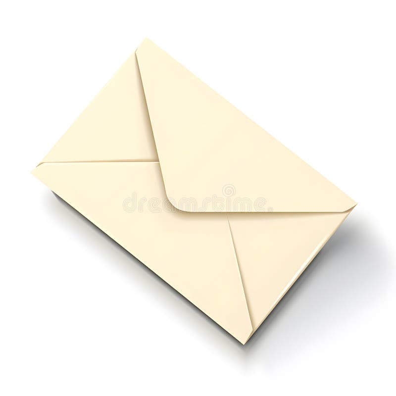 Ivory Envelope on White Background for Classic Correspondence Stock ...