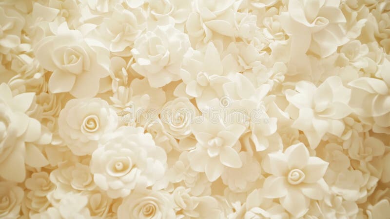 Ivory Floral Pattern in Relief Sculpture Form on a White Background ...