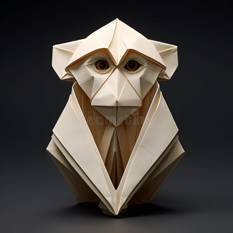 Origami Sitting Monkey stock illustration. Illustration of endangered ...