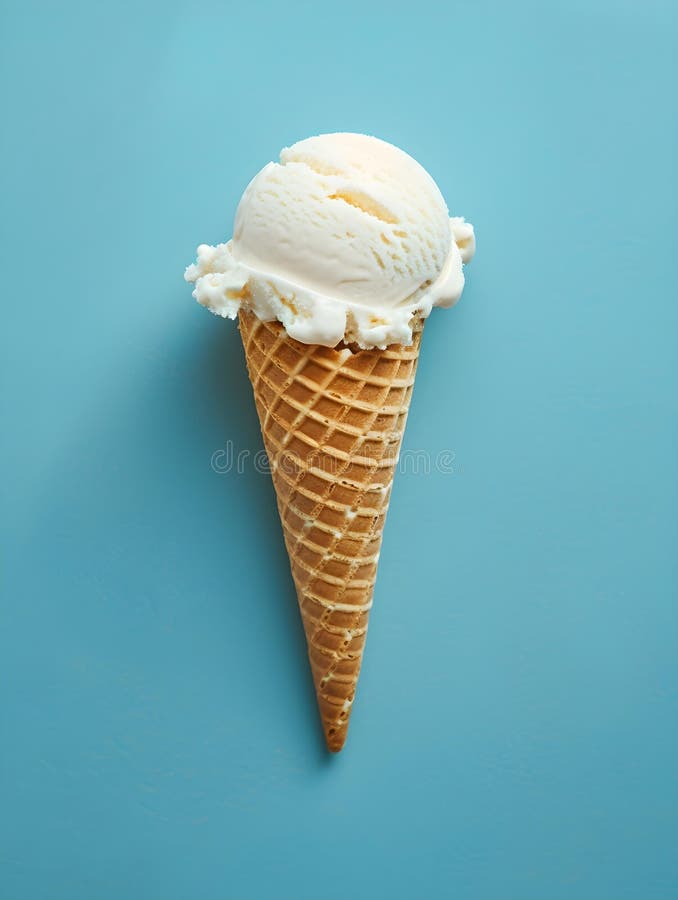 Ivory Ice Cream Cone on a Blue Background Stock Illustration ...