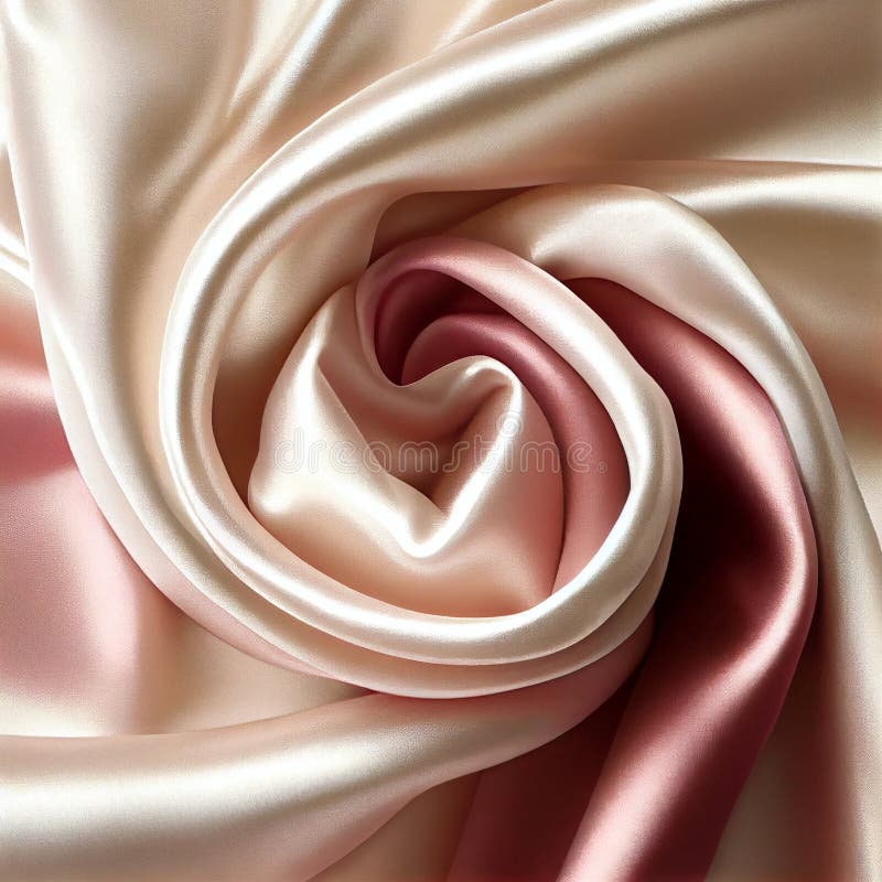 Ivory and Pink Soft Silky Shiny Stretch Charmeuse Satin Fabric Stock ...