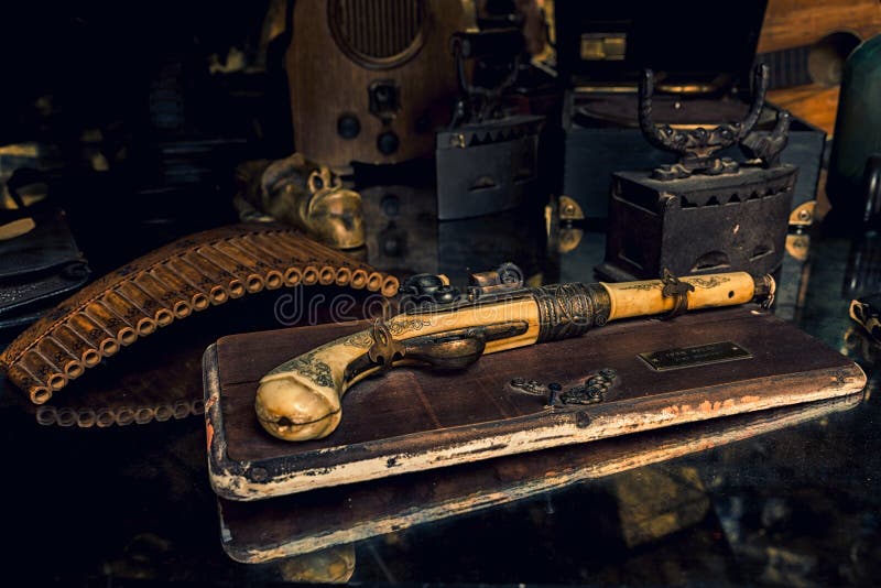 Ivory Pistol with a Grunge Decor Stock Photo - Image of pistol ...