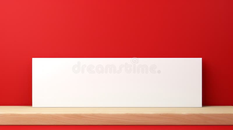 Ivory Polyester Sign Mockup on Red Background Stock Illustration ...