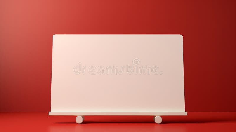 Ivory Polyester Sign Mockup on Red Background Stock Illustration ...