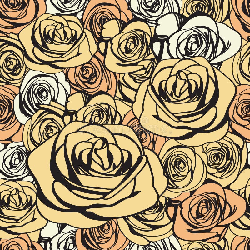 Ivory Roses Seamless Pattern. Vector Stock Vector - Illustration of ...