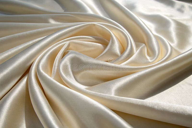 Ivory Silk Fabric Draped in Swirls, Natural Light Stock Illustration ...