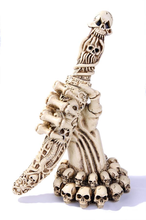 Ivory Skeleton Hand with a Paper Knife Isolated on Stock Photo - Image ...