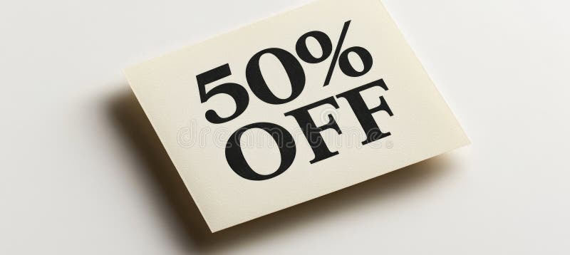 Ivory Square Note Card with Bold 50 OFF Text, Isolated on a Clean White ...