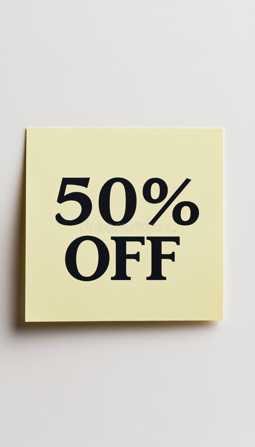 Ivory Square Note with 50 Off in Bold Black Text, Isolated on a Clean ...
