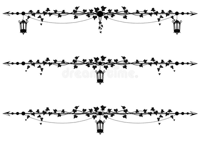 Ivy Border with Street Lamp Stock Vector - Illustration of border ...