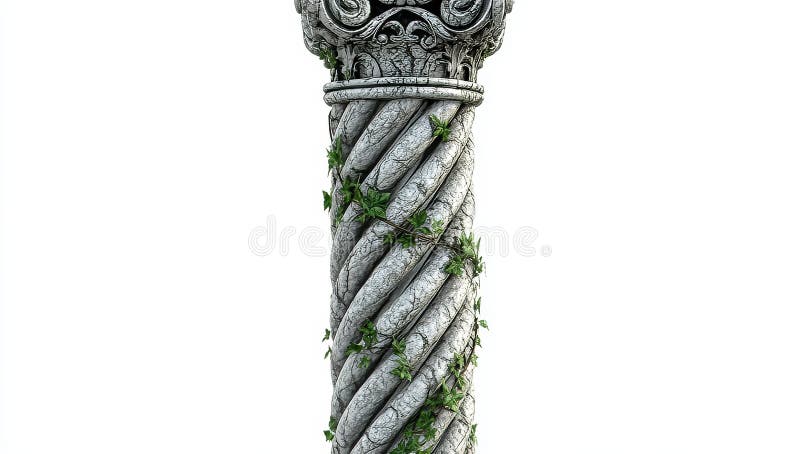 Ivy-covered Classical Column, a 3D Design Render, Isolated and Set ...