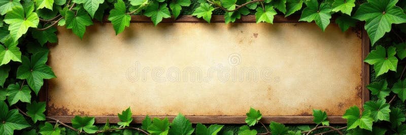 Ivy-covered Frame Encloses Poster, Rustic Texture , Rustic, Template ...