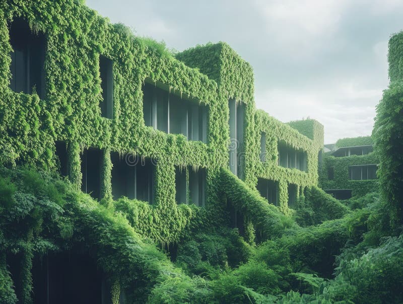 Ivy Overgrowth on Modern Buildings Stock Photo - Image of space, trees ...