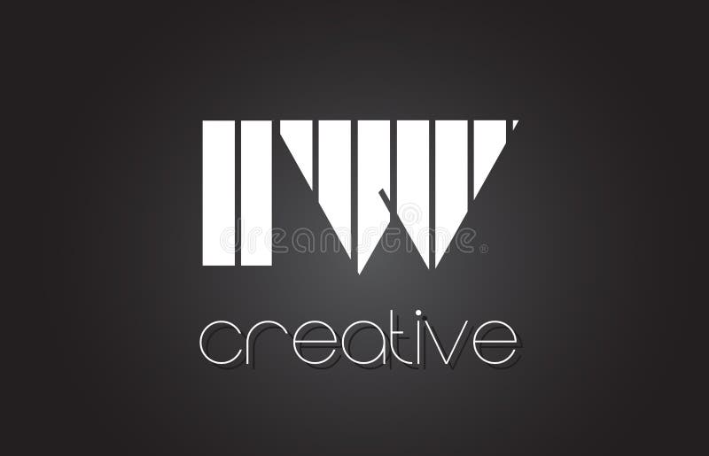 IW I W Letter Logo Design with White and Black Lines. Stock Vector ...
