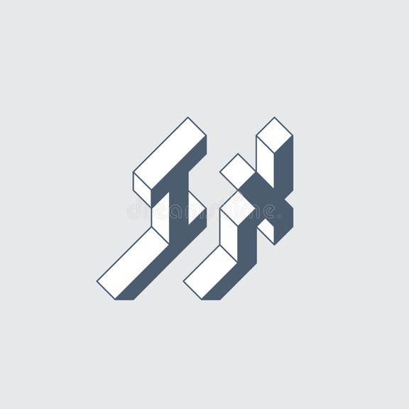 IX - Logo or 2-letter Code. Isometric 3d Font for Design. Number 1 or ...