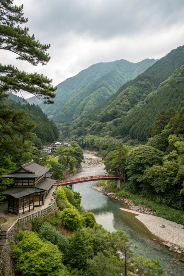 Iyano Valley in Shikoku, Japan Stock Illustration - Illustration of ...