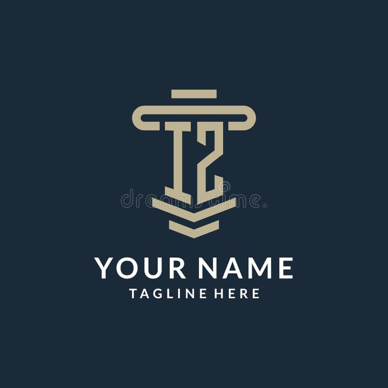 IZ Initial Logo Monogram with Simple Luxury Pillar Line Vector Design ...