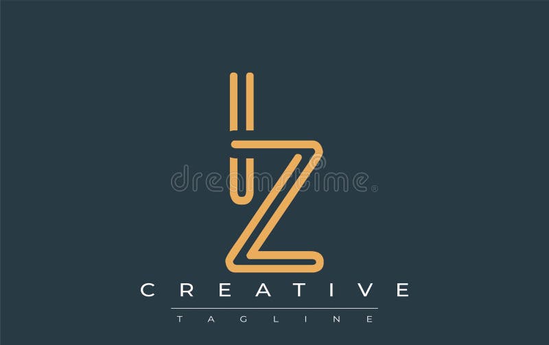 IZ Minimalistic Line Art Logo Design with Abstract Lettering Stock ...