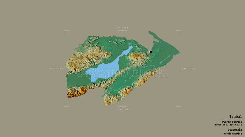 Izabal - Guatemala. Bounding Box. Relief Stock Illustration ...