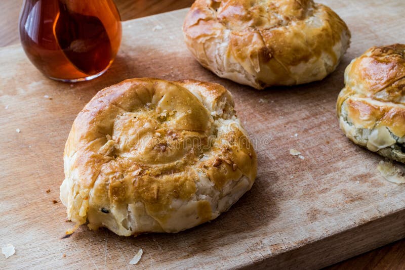 Izmir Boyoz / Round Borek with Tea Stock Image - Image of acma, bread ...