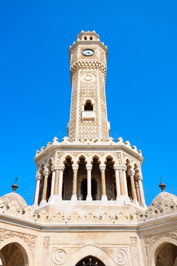 Izmir Clock Tower at Konak Square in Izmir City, Turkey Stock Photo ...