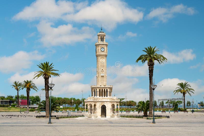 Izmir Clock Tower Located in Izmir Konak Square on a Sunny Day Stock ...