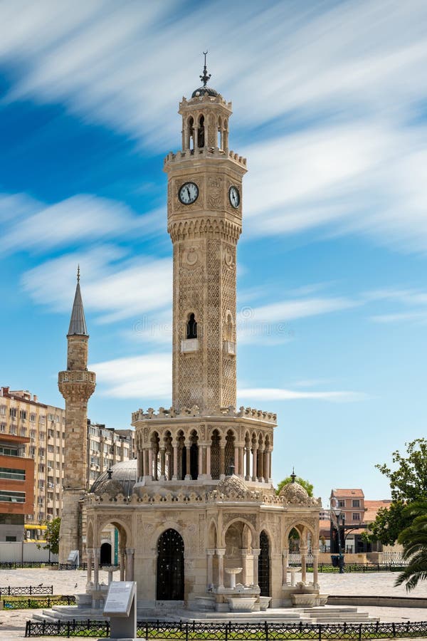 Izmir Clock Tower Located in Izmir Konak Square on a Sunny Day Stock ...