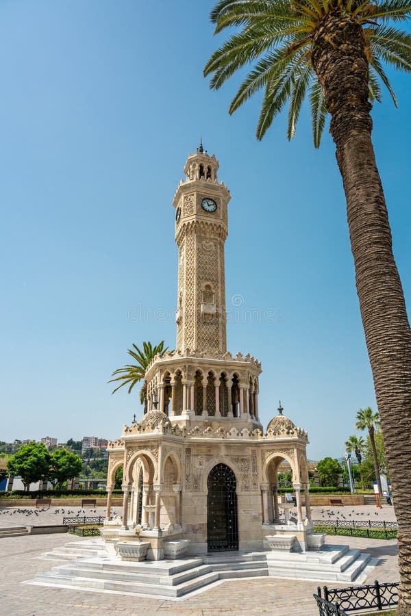 Izmir Clock Tower Located in Izmir Konak Square on a Sunny Day Stock ...