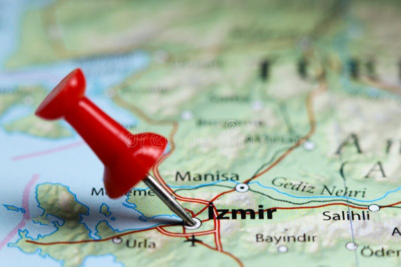 Izmir, Turkey pin on map stock photo. Image of destination - 372921414
